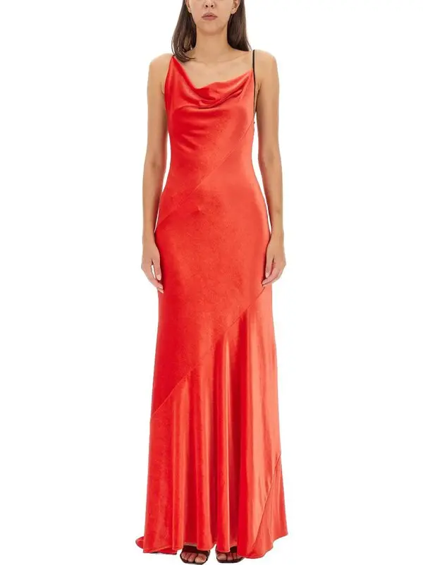 Philosophy Di Lorenzo Serafini Spaghetti Strap Asymmetrical Hem Maxi Dress - Red