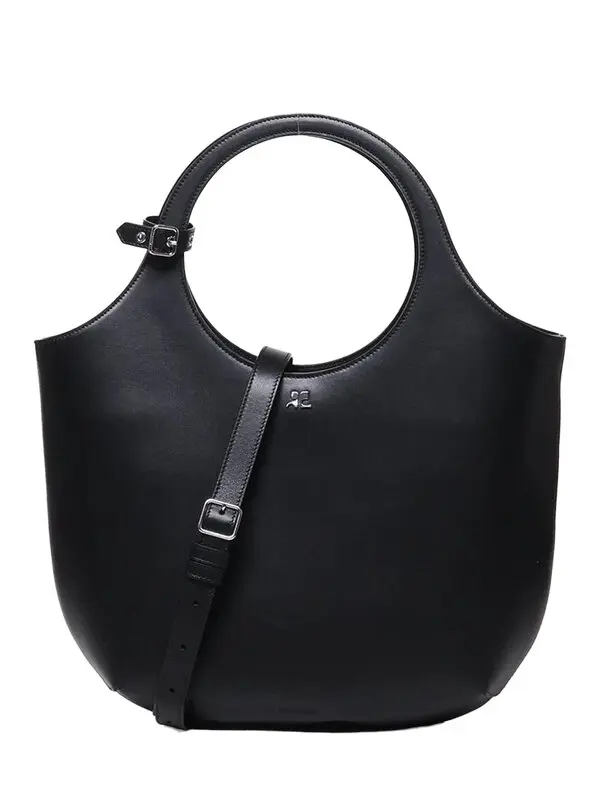 COURREGES Medium Leather Handbag - Black