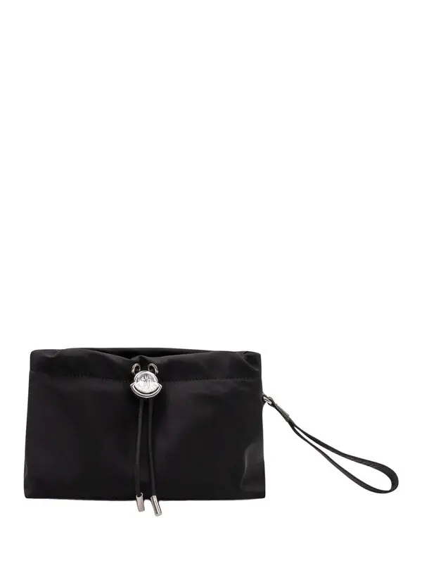 Moncler Compact Handheld Pouch Handbag With Logo Detail - Nero