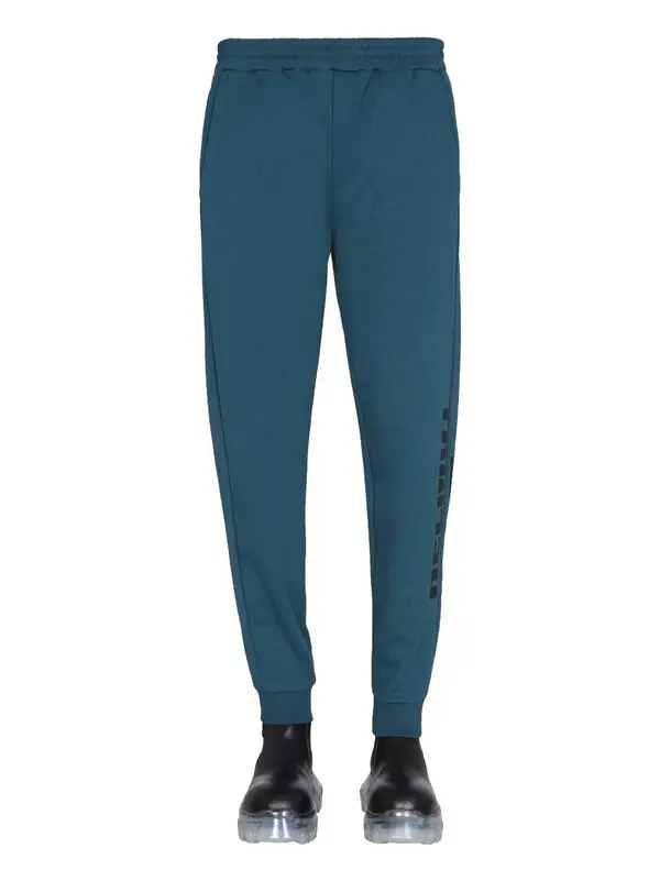 Helmut Lang Mini Jogging Pants With Logo Print - Blue