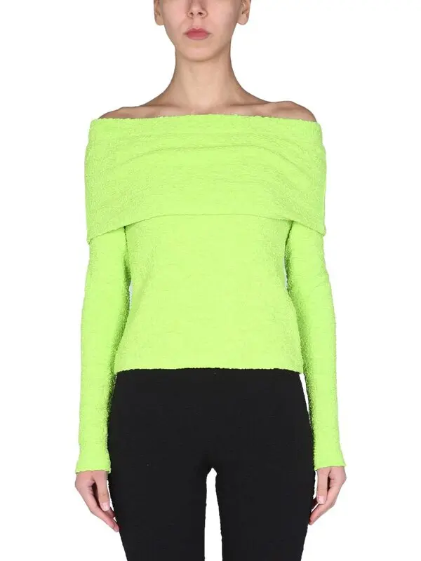 MSGM Elegant Boat Neck Top - Green