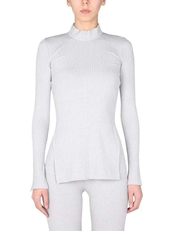 Helmut Lang Ribbed Mock Neck T-shirt - Grey