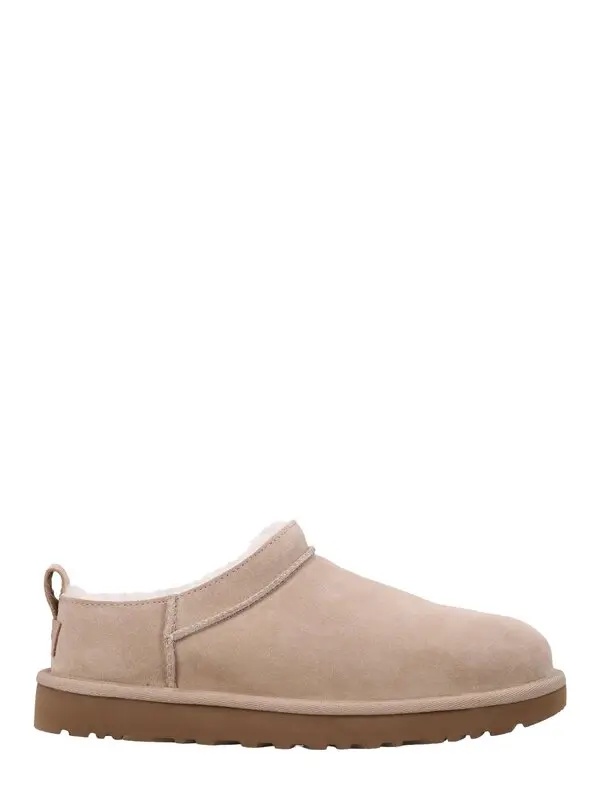 UGG Suede Sheepskin Lined Slip-on Slippers - Sand