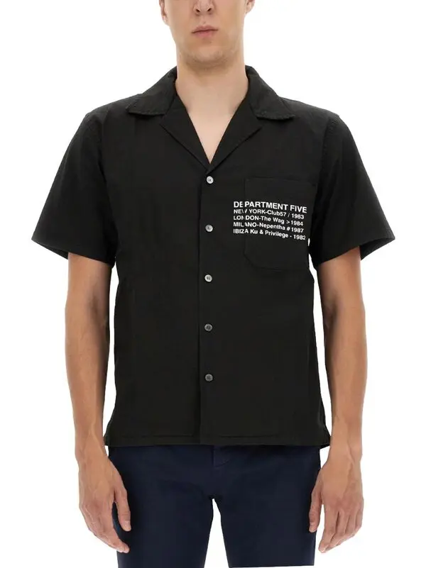 DEPARTMENT 5 Hawaiian Shirt With Logo Print - Black