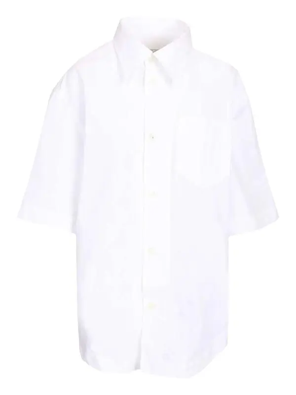 AMI Paris Cotton Wide Short Sleeve Shirt - Blanc