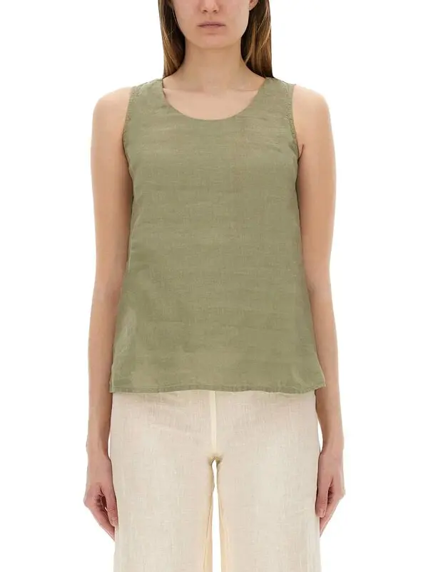 120% Lino Linen Sleeveless Top - Green