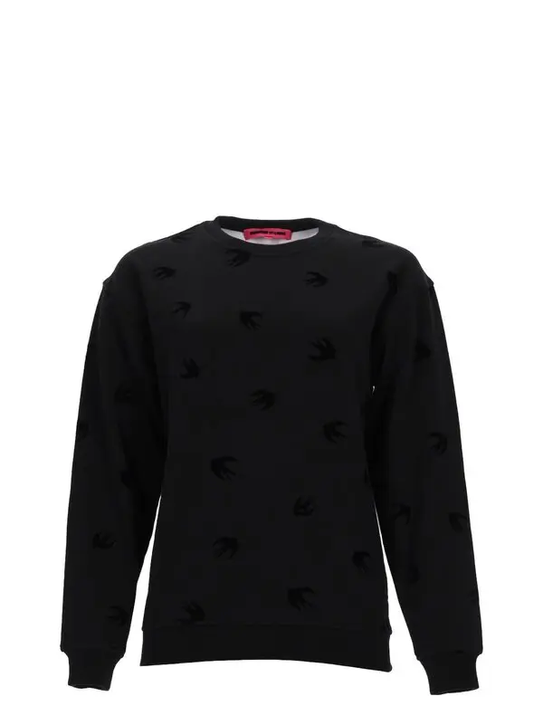 Alexander McQueen All-over Swallow Print Crewneck Sweatshirt - Black