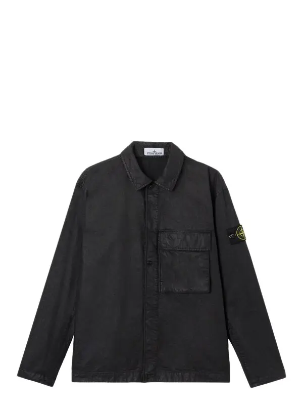 Stone Island Comfort Fit Bellows Pocket Jacket With Adjustable Snap Cuffs - Nero