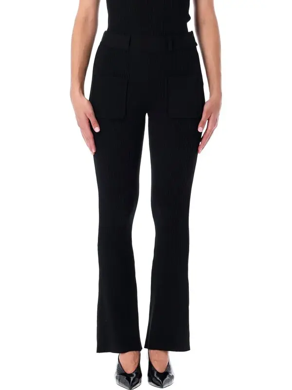 COURREGES Ribbed Knit High-waist Flare Pants - Black