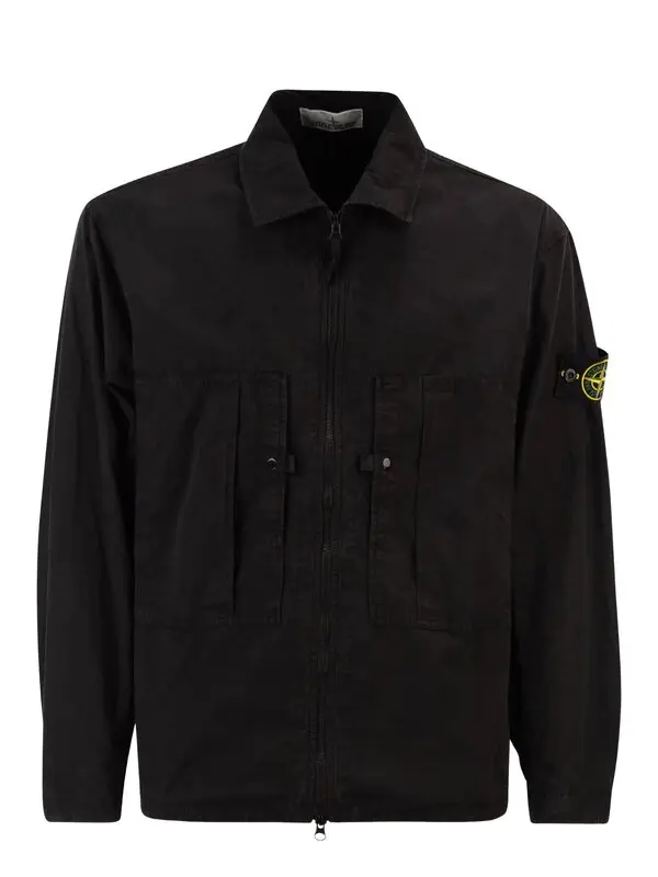 Stone Island Comfort Fit Utility Jacket With Vertical Pockets - Black