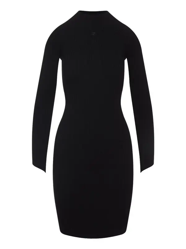COURREGES Circle Rib Mini Dress - Black