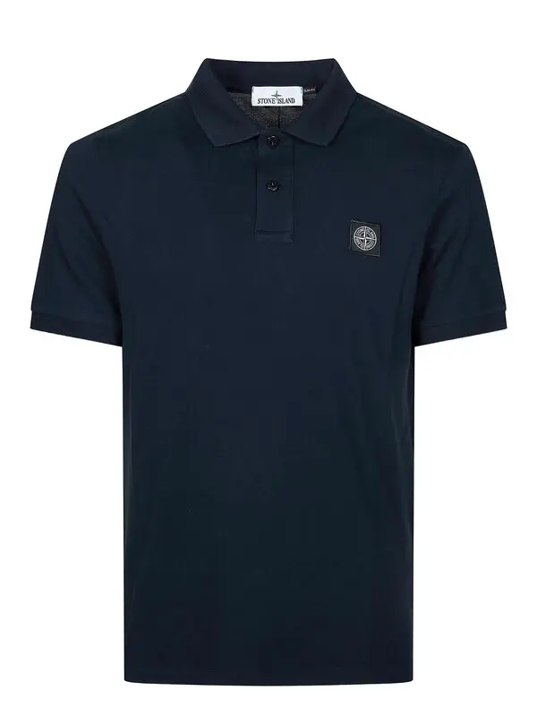 Stone Island Compass-badge Piqué Polo Shirt - Blu