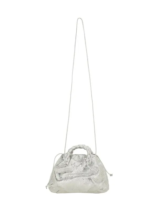 Hereu Bombon Crinkled Metallic Leather Bag - Silver