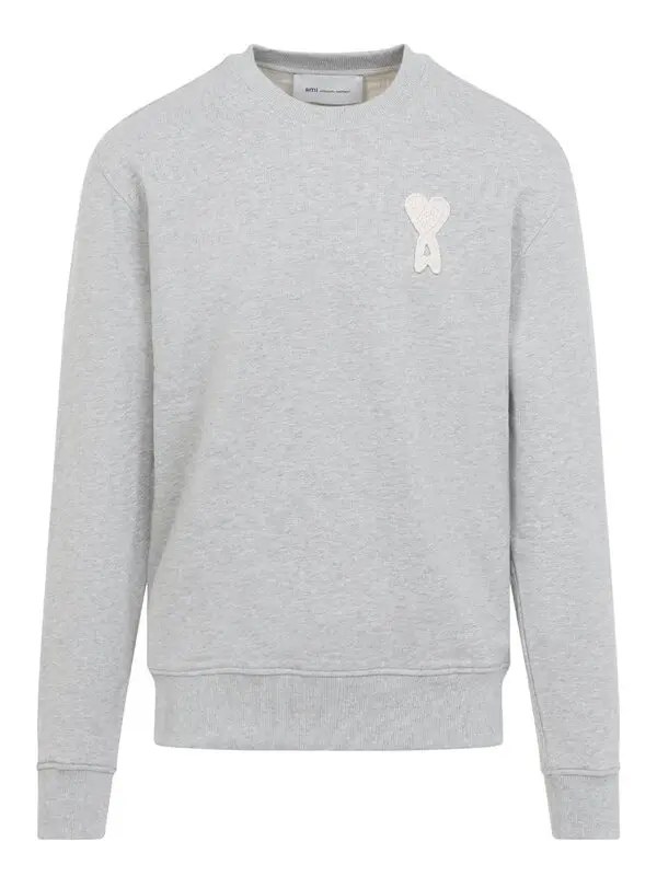 AMI Paris Classic Fit Crewneck Sweater - Gris/blanc