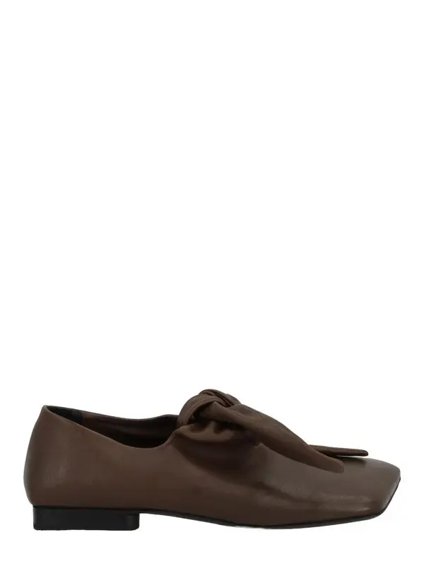 UMA WANG Leather Flat With Bow Detail - Grey