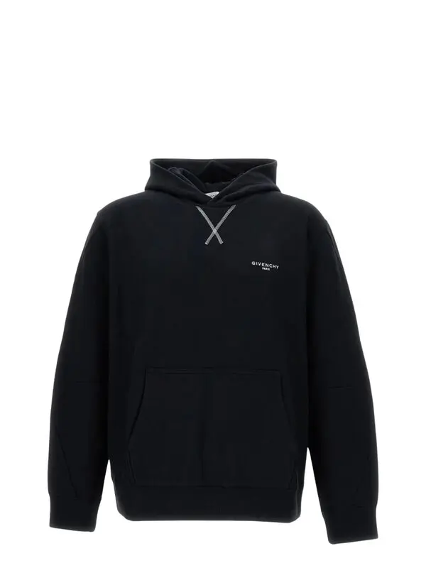 Givenchy Logo Print Cotton Hoodie - Nero