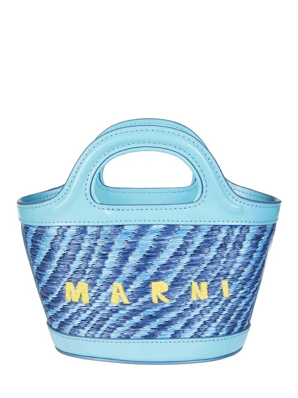 Marni Wavy Raffia-effect Tropicalia Micro Bag - Blu