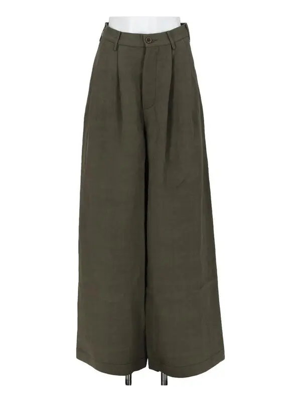 UMA WANG Wide-leg Pleated Linen Blend Trousers - Grey