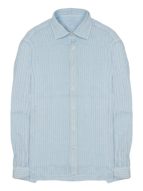 120% Lino Linen Button-up Shirt - Azure