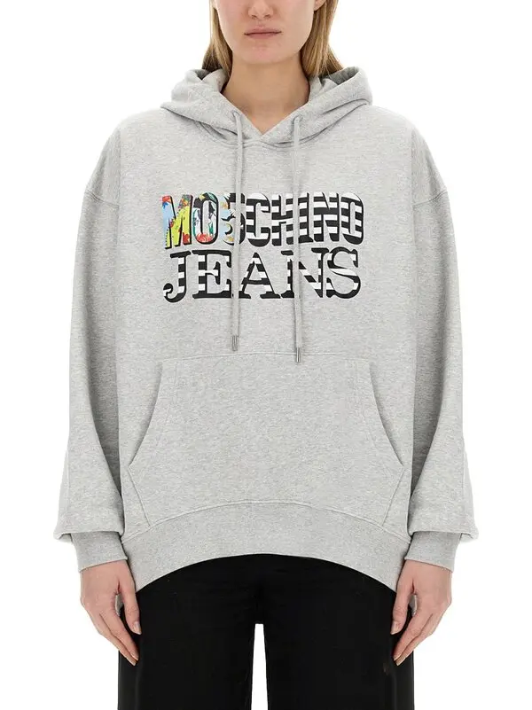 Moschino Oversized Logo Hoodie - Grey