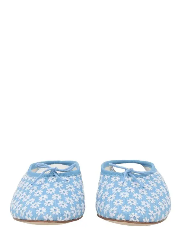 Repetto Ballerina Flats With Floral Print And Drawstring Detail - Azure