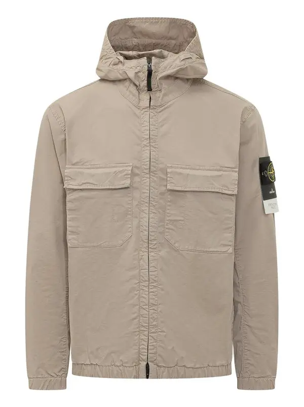 Stone Island Hooded Jacket With Pockets - Desert