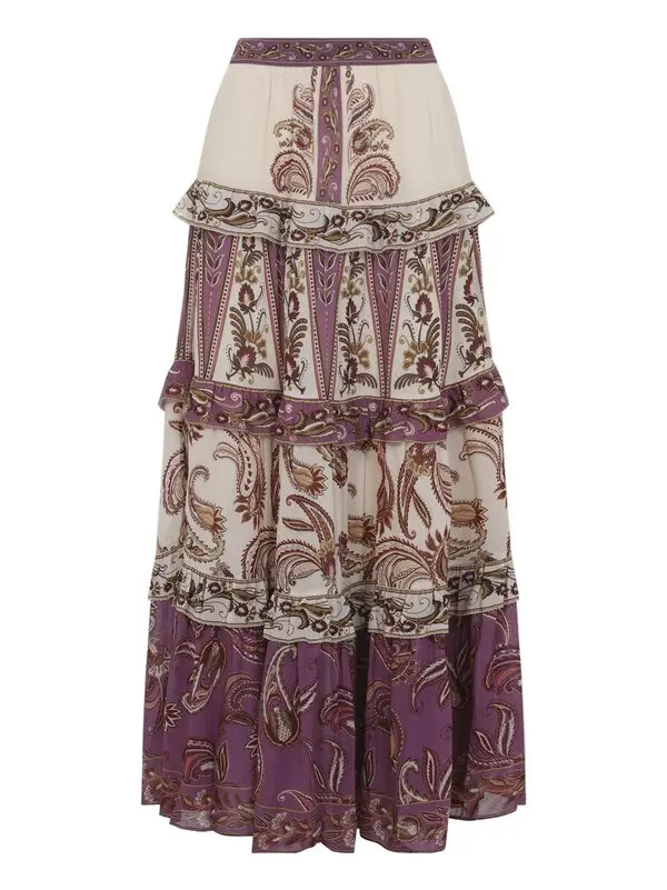 Farm Rio Delicate Ainika Viscose Maxi Skirt - Multicolour