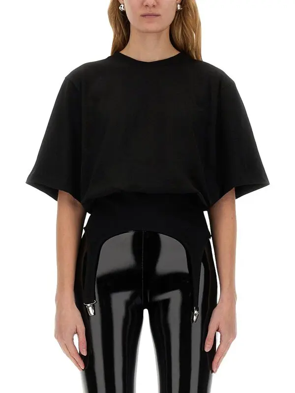 Fiorucci Cotton T-shirt With Suspenders - Black