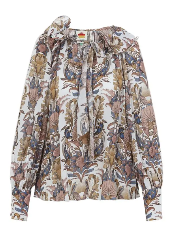 Farm Rio Delicate Flowers Stripes" Printed Blouse - Multicolour
