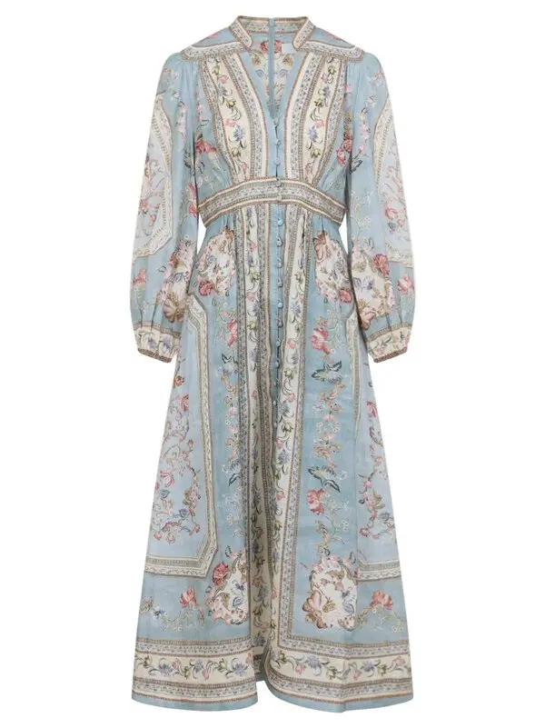 Zimmermann Printed Plunge Midi Dress - Multicolour