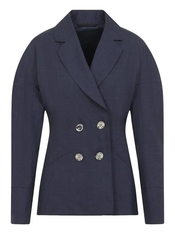 Givenchy Balloon Sleeve Double Wool Jacket - Blue