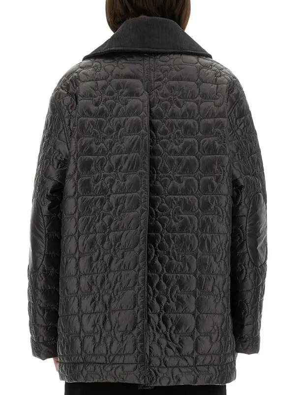 GANNI Shiny Quilt Midi Jacket - Grey