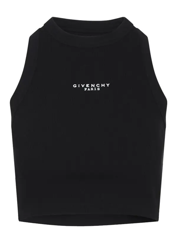 Givenchy Cropped Cotton Tank Top - Black