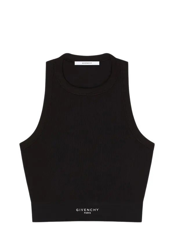 Givenchy Ribbed Logo Knit Cropped Top - Nero