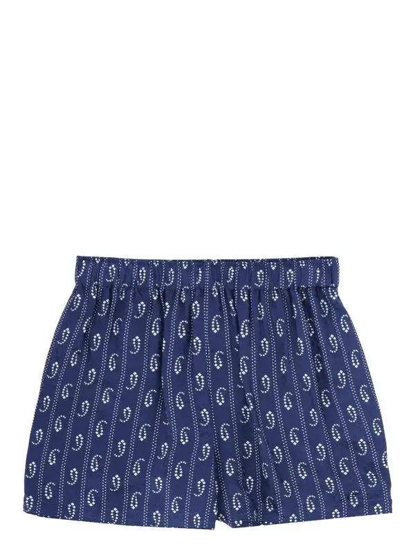 Tory Burch Printed Elastic-waist Shorts - Blue