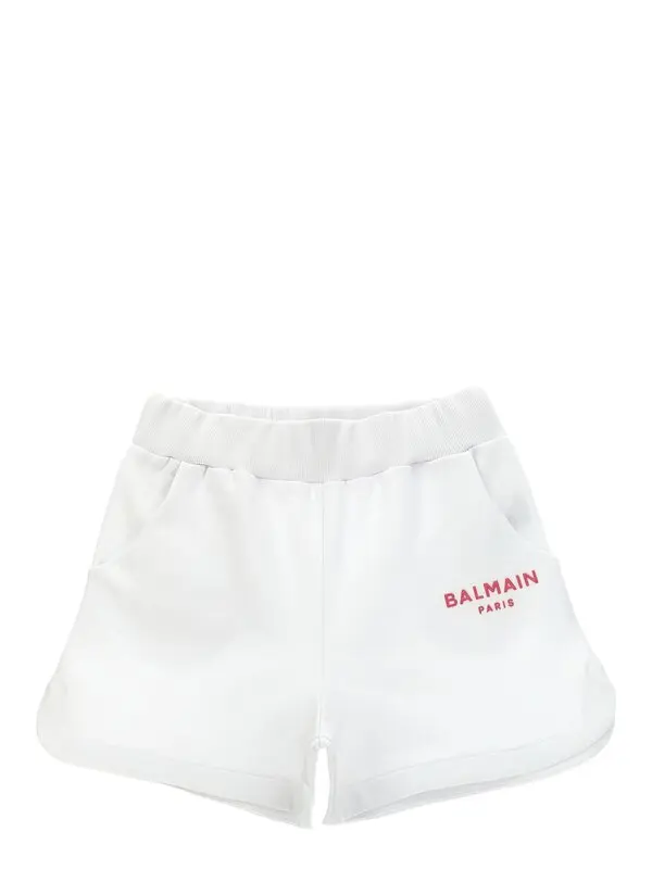 Balmain Logo Cotton Shorts - Bianco