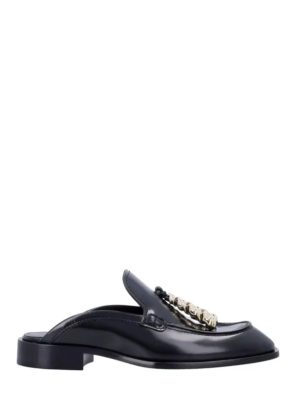 Loewe The Edge Loafer With Metal Chain Detailing - Black