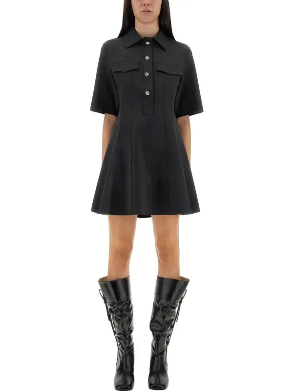 GANNI Scuba Fabric Mini Dress - Grey