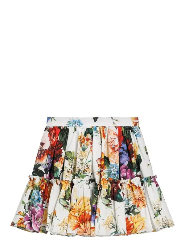 Dolce & Gabbana Pleated Floral-print Cotton-poplin Midi Skirt - Multicolour