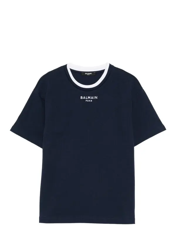 Balmain Relaxed Fit T-shirt With Embroidered Logo - Blu