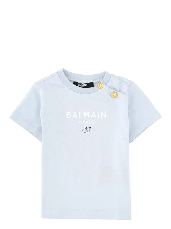 Balmain Mini Cotton T-shirt With Button Detail - Multicolour