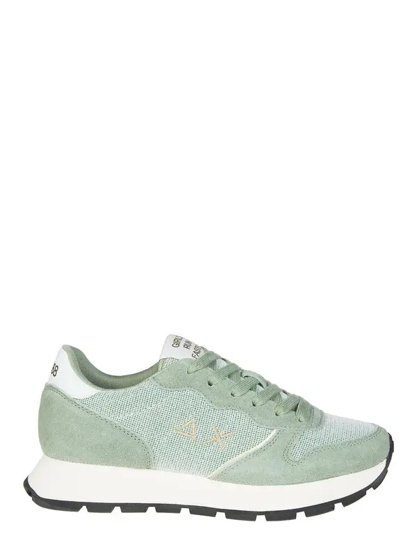 SUN 68 Mini Glitter Textile Lace-up Sneakers - Verde