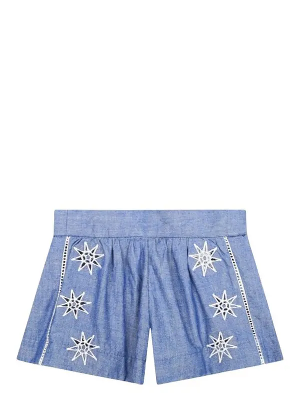 Chloé Baby Girls Embroidered Cotton Shorts - Azure
