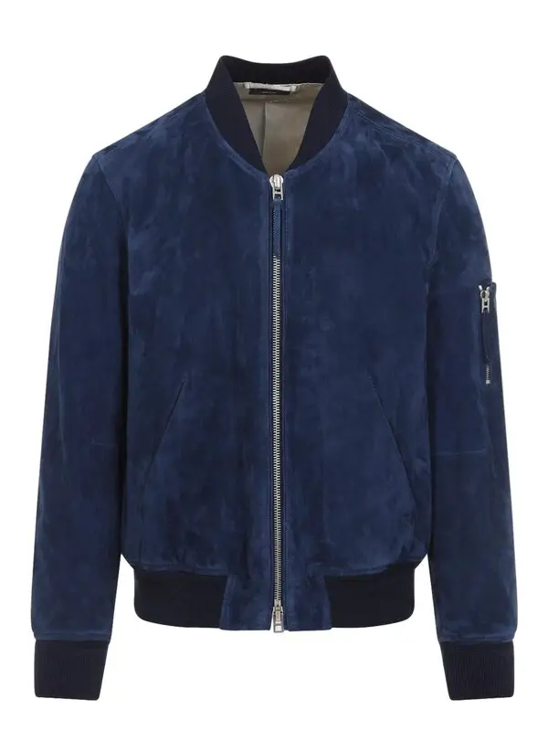TOM FORD Soft Lambskin Bomber Jacket - Blue