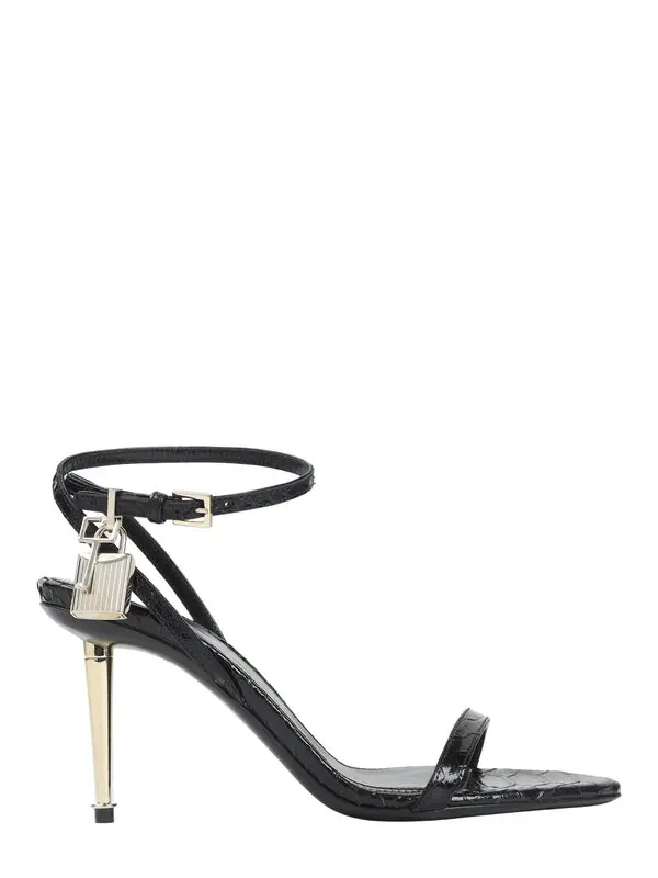 TOM FORD Semi Shiny Printed Python Sandal - Black