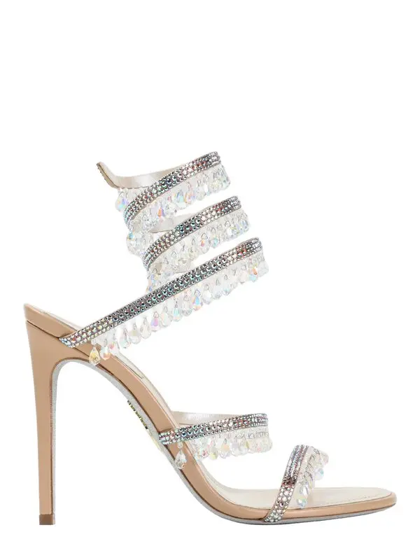 RENE` CAOVILLA Rene Caovilla Crystal Embellished Spiral Sandals With 10.5cm Heel - Nude & Neutrals
