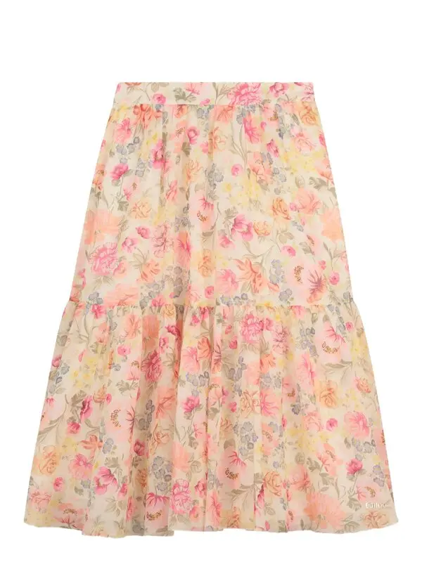 Chloé Mini Skirt With Ruffled Tiers And Ethnic Waist - Multicolour