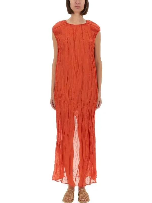 ALYSI Metallic Gauze Longuette Dress - Red