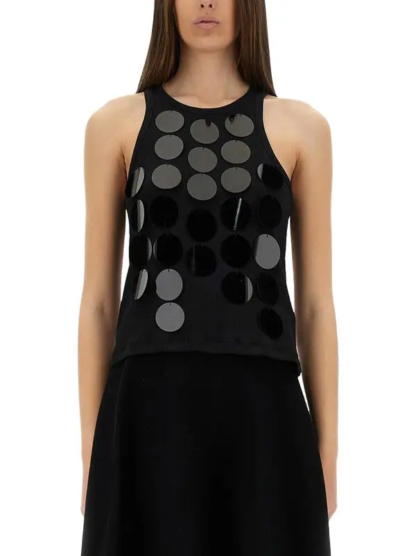 MSGM Embellished Cotton Blend Mini Top - Black