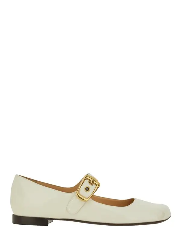 Chloé Patent Leather Mary Jane Flats - Ivory